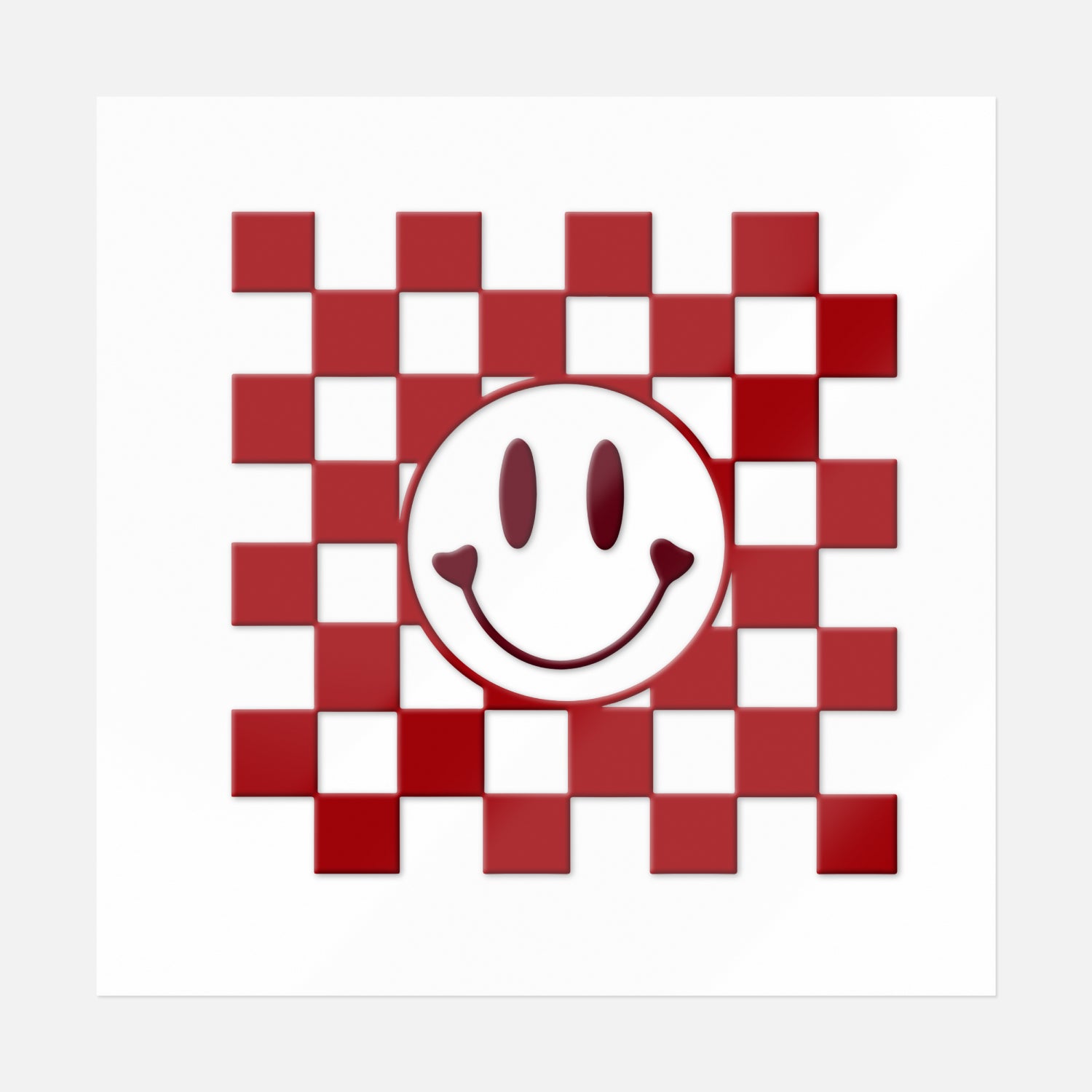 Checker Smiley Sticker | UV DTF Transfer Stickers