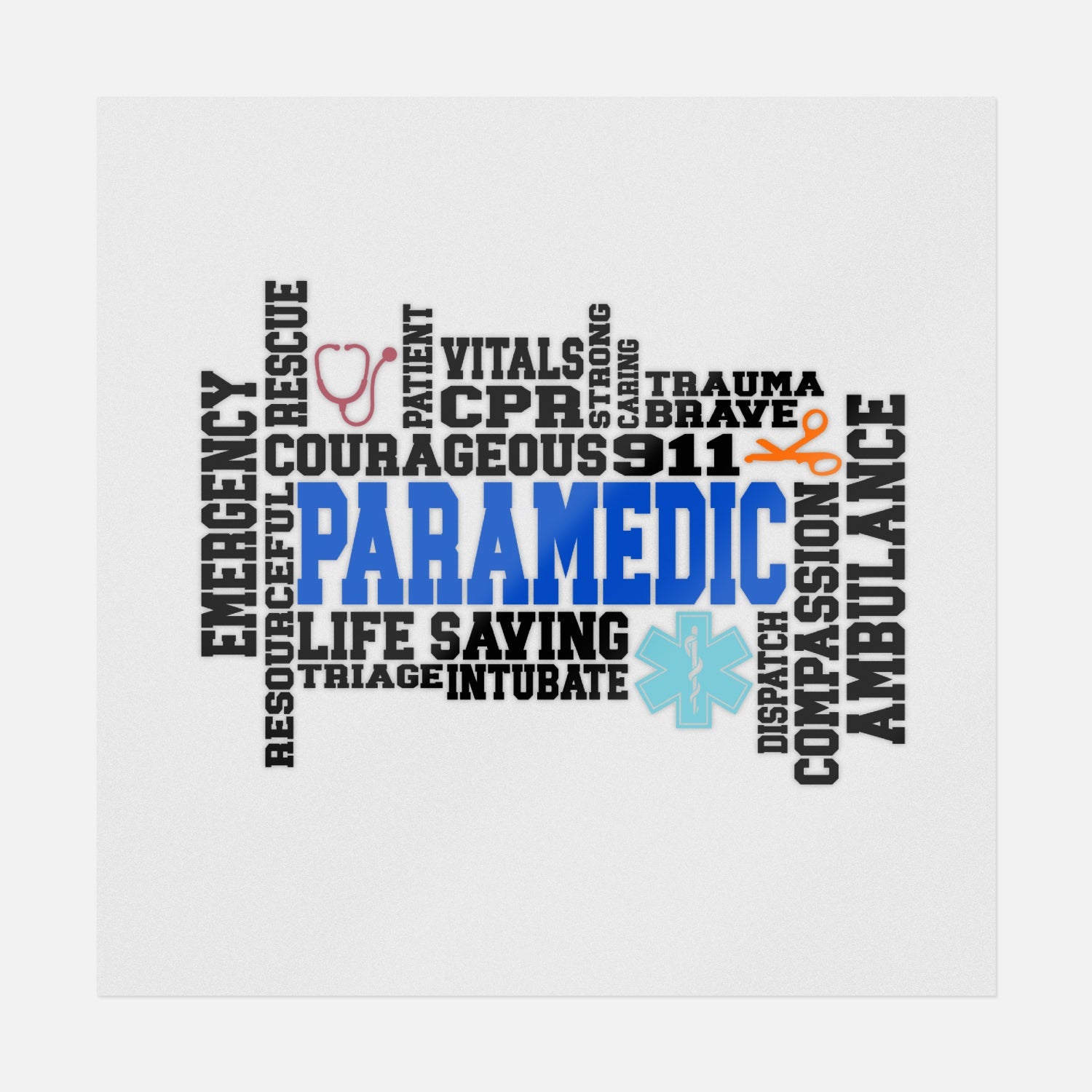 Paramedic Word Art | EMT Ready-to-Press DTF Transfers